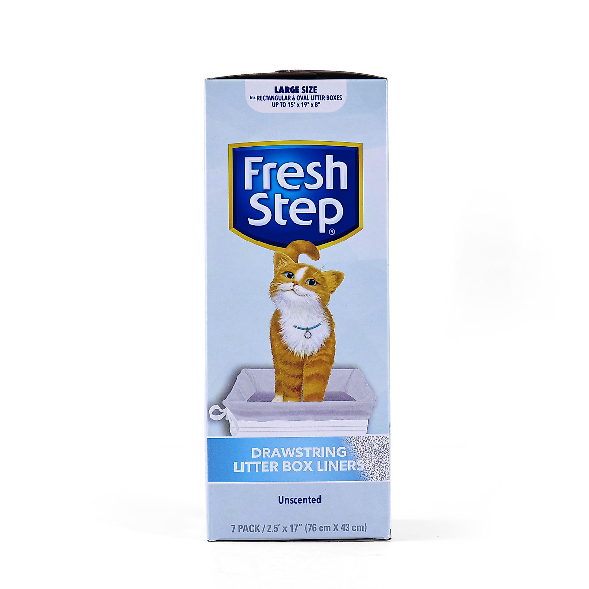 Fresh Step Drawstring Cat Litter Box Liners, Unscented, Size Large, 30" x 17" - 7 Count | Kitty Litter Bags, Cat Litter Liners for All Cats to Keep Your Home Clean