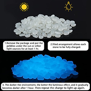 Glow in The Dark Rocks Outdoor Decorative Stones (1000 PCS White Glows Blue) Small Luminous Pebbles for Garden Walkway Fish Tank Aquarium Planter Vase Filler