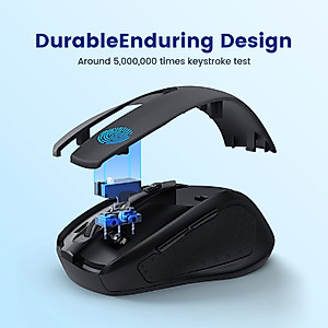 LODVIE Wireless Mouse for Laptop, 2400 DPI Wireless Computer Mouse with 6 Buttons,2.4G Ergonomic USB Cordless Mouse,18 Months Battery Life Mouse for Laptop PC Mac Computer Chromebook MacBook - Black
