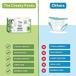 The Cheeky Panda – Bamboo Lined Nappies | Size 3 (6-11Kg, 40 Nappies) | Super Absorbent Core, Up to 12h Protection, Eco-Friendly, Super Soft, Strong & Sustainable