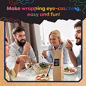 PURPLE LADYBUG 7 Kraft Gift Bags with Handles & Scratch Paper Panel for Messages - Fathers Day Gift Bags for Wine Bottles, Champagne, Whiskey, Tumbler Gifts, Weddings & Party Favors