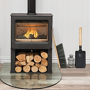 DIRBUY Coal Shovel and Hearth Brush Set, Fireplace Shovel and Brush Set for Ash, with Black Silicone Gloves, Heavy Duty Metal Fireplace Tools Set