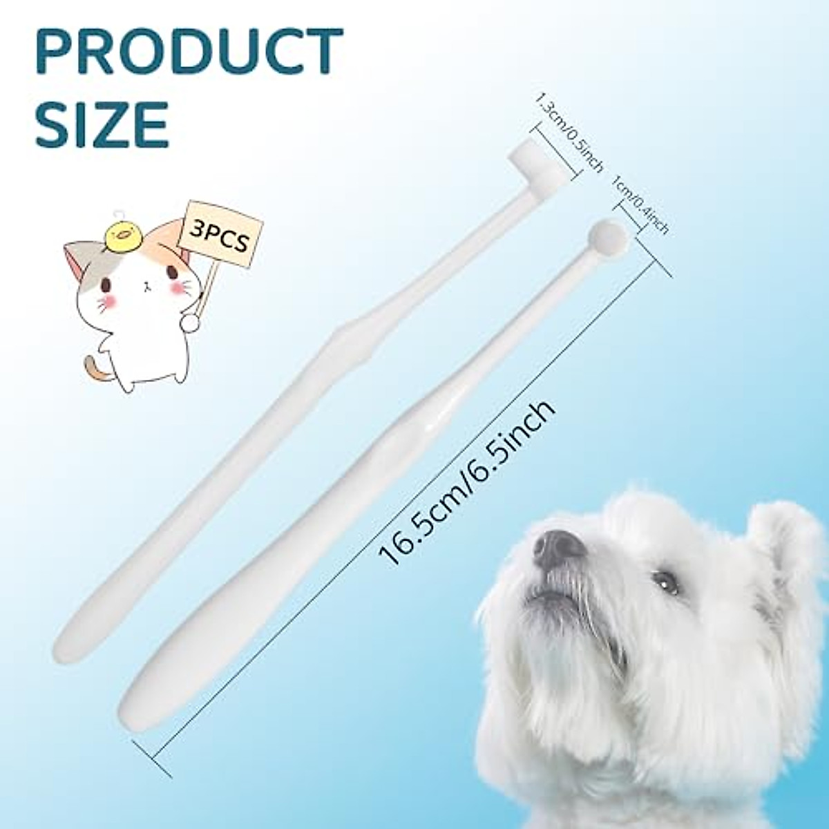 KALIONE 3Pcs Soft Cat Toothbrush Soft Bristle Dog Toothbrushes Nano Pet Dental Care Oral Hygiene Toothbrush for Sensitive Pet Teeth Gums, Puppy Kitten Toothbrush