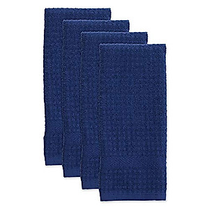 DII Basic Terry Collection Waffle Dishtowel Set, 15x26, Solid Nautical Blue, 4 Piece