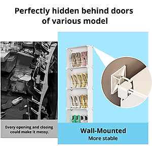 MAGINELS 4-Tier Slim Shoe Rack Organizer,Thin Shoe Storage for Closet,Hidden Shoe Cabinet for Small Spaces,Narrow Shelves for Wall Behind Door,Entryway,White