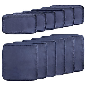 Incbruce 12 Piece Outdoor Patio Cushion Covers Replacement, Outdoor Cushion Slipcovers(6 Seat Covers and 6 Back Covers) with Zipper for Outdoor Furniture, Patio Sofa Couch(Dark Blue)