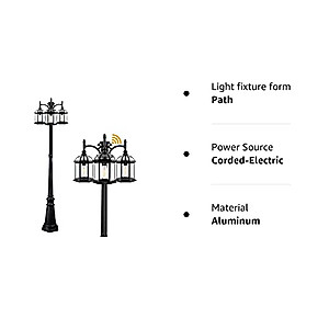 Dusk to Dawn Outdoor Lamp Post Light with 3 LED Bulbs, Triple Head Aluminum Street Light Post for Outside with Sensor, Waterproof Birdcage Pole Lighting Fixture for Backyard Garden Patio Driveway