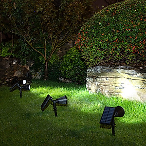 THALIA 7 Led Solar Lights Outdoor 4 Pack Solar Spot Lights Waterproof Solar Powered Landscape Spotlights Outdoor Pathway Lights Suit for Garden, Patio Yard (White light)