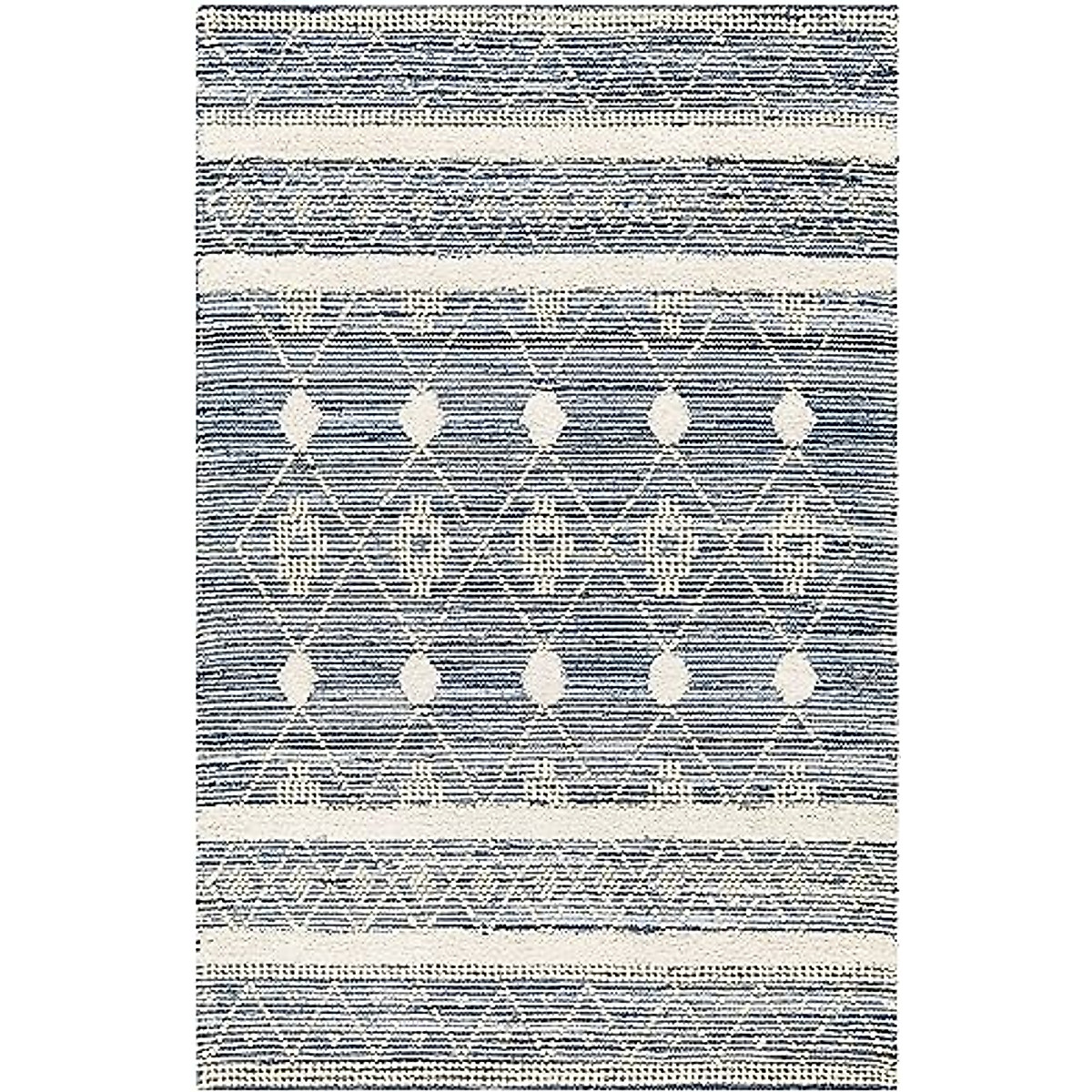 Mark&Day Area Rugs, 8x10 Rolla Global Slate Blue/Cream Area Rug, Grey Blue Beige Carpet for Living Room, Bedroom or Kitchen (8' x 10')