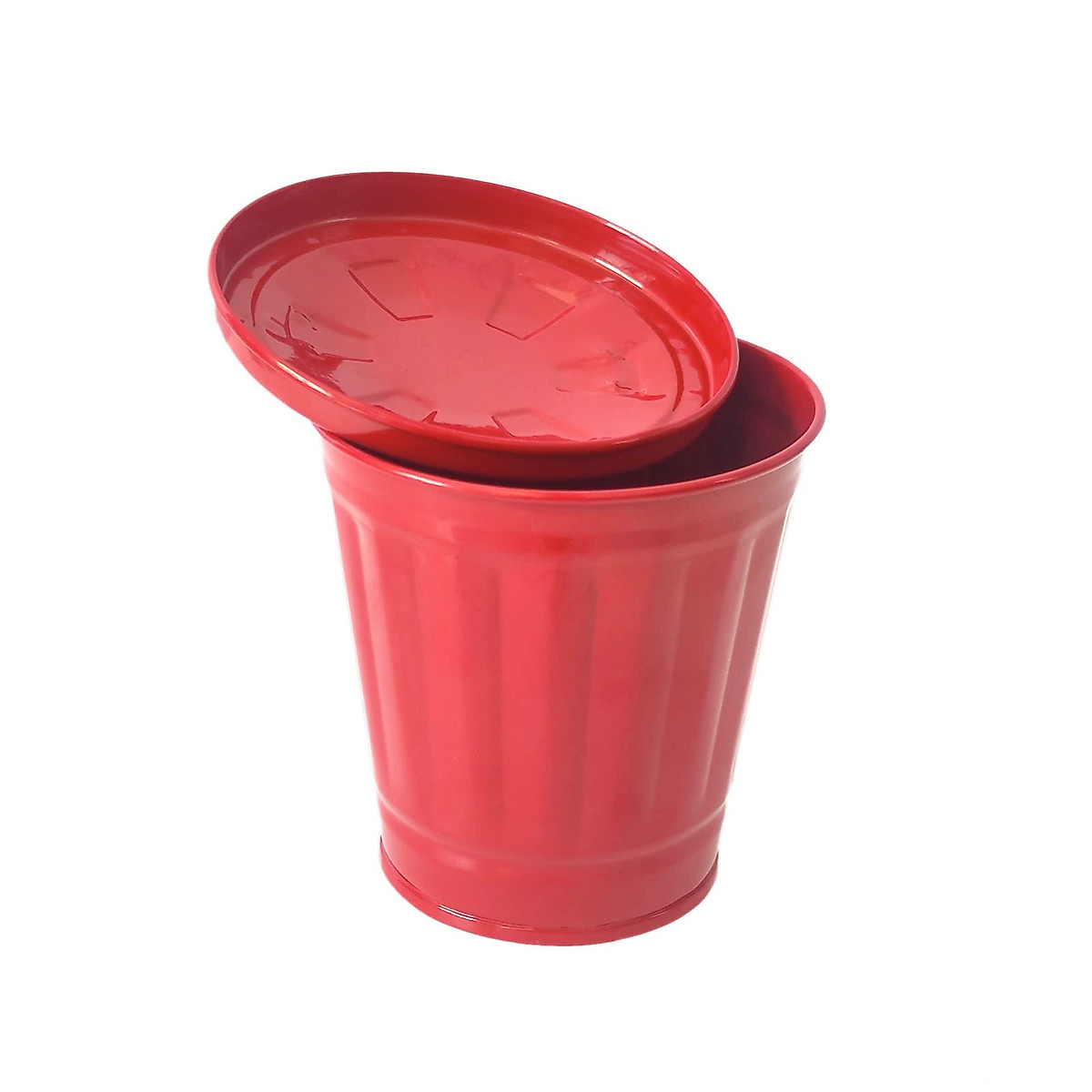 AITING Mini Trash can & Iron Garbage can Pencil Cup Holder 2pcs (Red)
