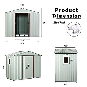 SUNDALY 6x5 FT Metal Outdoor Storage Shed with Windows & Sliding Door, Waterproof Bike Shed Garden Tool Storage Shed with Floor Frame for Backyard Patio