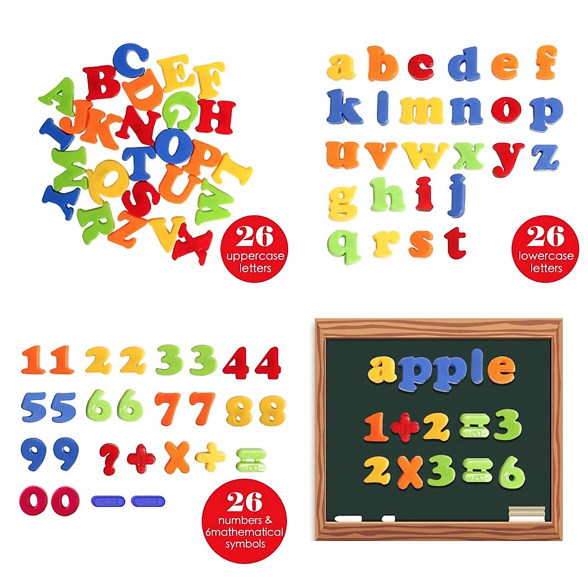JCREN Magnetic Letters and Numbers Alphabet Magnets ABC 123 Fridge Toy Set Educational Preschool Learning Toys Spelling Counting Uppercase Lowercase Math Symbols for Kids 3 4 5 Years