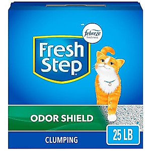 Fresh Step Odor Shield Scented Litter with the Power of Febreze, Clumping Cat Litter, 25 Pounds (Package May Vary)