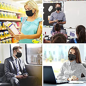 50Pack 3 Ply Black Disposable Face Masks for Adult Women Mens Home Personal Safety and Protection (Black)
