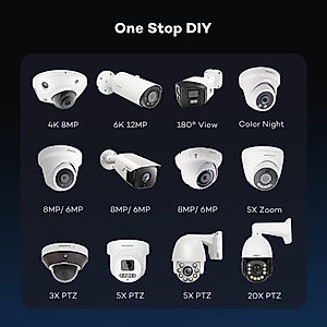 ONWOTE 4K 8MP PTZ IP PoE Camera Two Way Audio, Smart AI Human Vehicle Detection, 355° Pan 92° Tilt 5X Optical Zoom, 2.7-13.5mm Motorized Lens, 164f-262ft IR, IP66, Add-on Camera