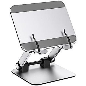 Book Stand for Reading, Grathia Adjustable Book Holder with Page Clips & Multi Heights Angles, Aluminum Ergonomic Desk Page Holder Foldable Book Stands Holder for Textbook Recipe Music Tablet (12'')