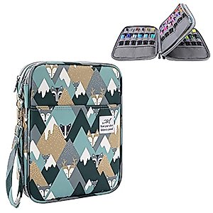 Pencil Case Holder Slot Holds 192 Colored Pencils or 144 Gel Pens with Zipper Closure, Colored Pencil Case for Watercolor Pens or Markers (Fox)