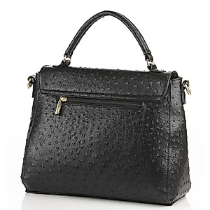 Noble Mount Ostrich Finish Envelope Satchel/Handbag - Black