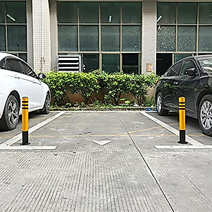 2 Pcs Fixed Parking s Barrier, with Reflective Parking Space Lock Durable Parking Posts for Driveways (Black 500x76mm) (Black 750x76mm) (Black 500x76mm)