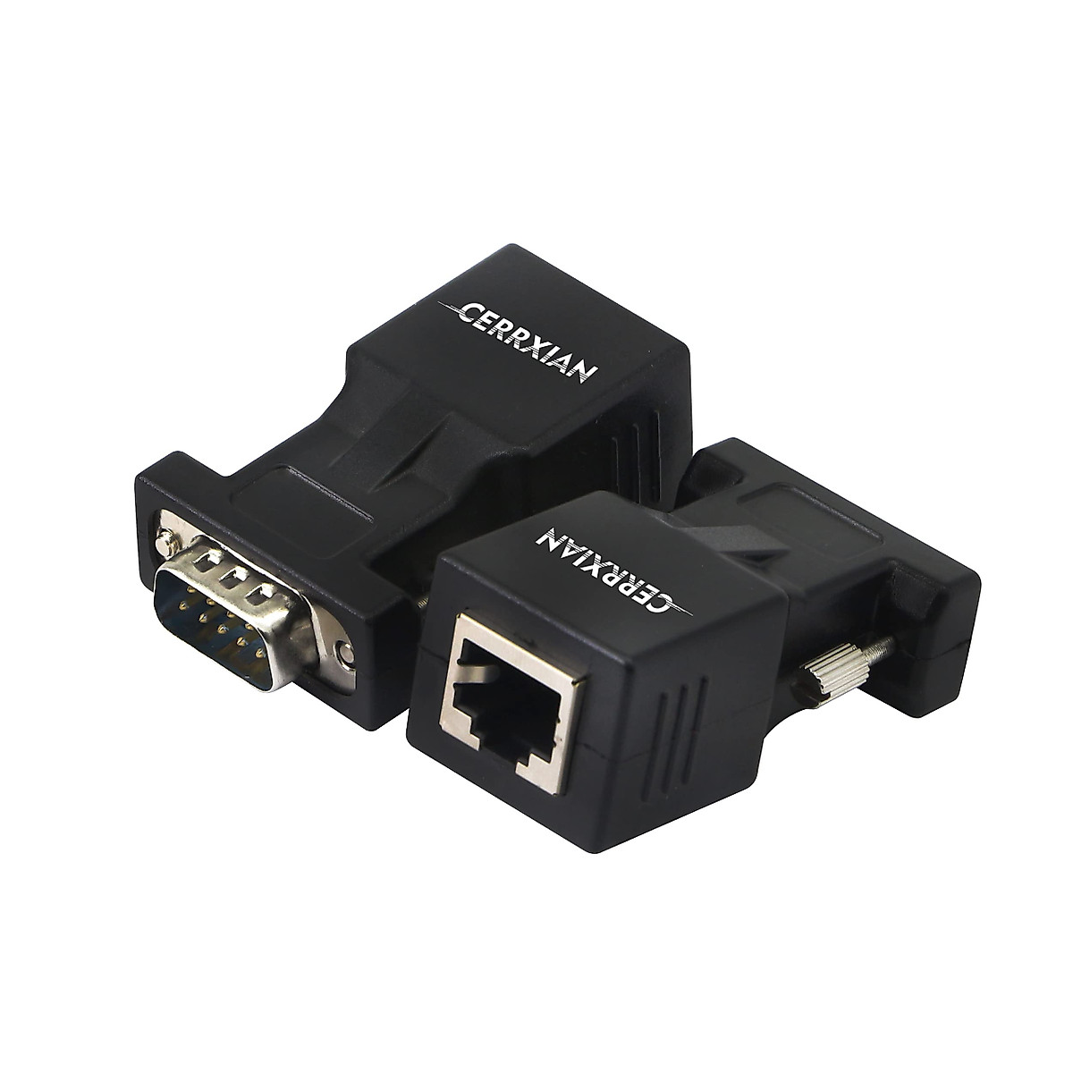CERRXIAN DB9 RS232 Male & Female to RJ45 Female COM Port to LAN Ethernet Cat5e Cat6 Serial Coupler Extender Adapter(2-Pack)
