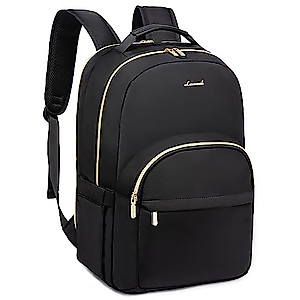 LOVEVOOK Work Backpack for Women, fits 15.6 Inch Laptop, Large Capacity Laptop Backpack with Luggage Strap, Waterproof Lightweight Backpack Purse, Fashionable for Business, Travel, Black
