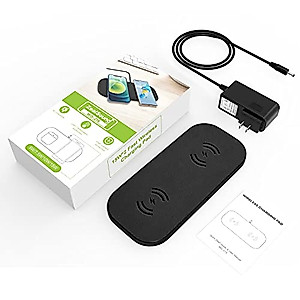 ZealSound Dual Fast Wireless Charger,15W Max Wireless Charging Pad with DC Adapter for Multiple Devices,PU Leather Charging Mat Charge Station for Phones Smartphones New AirPod Pro Galaxy Buds(Black)