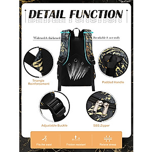 Tpeohan Black Backpacks for School Teen Boys Backpacks for Elementary Book Bags Marble