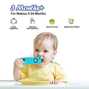 2 Pack Baby Infant Teething Toys for Babies 3-36 Months, Silicone Remote Control Teethers for Baby, 1 Year Old Toys Teething Relief Chew Toys