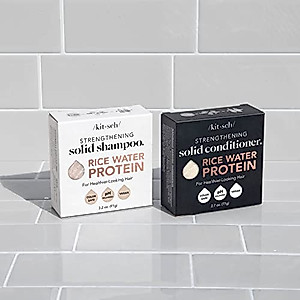 Kitsch Rice Bar Shampoo and Conditioner Bar for Hair Growth | Rice Shampoo Bar & Conditioner Bar for Strengthening, Cleansing & Moisturizing | Vegan Rice Water Shampoo Bar & Conditioner Soap, 2pc Set