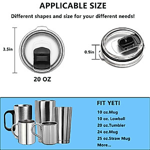 20 oz Tumbler Lid,with Magnetic Slider Switch, Replacement Lids Compatible for YETI 20 oz Tumbler, 10/24 oz Mug and 10 oz Lowball,2 Pack Travel Spill Proof Cup Lids Covers BPA Free