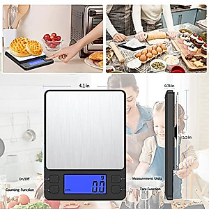Kitchen Food Scale, High Precision Food Scales Digital Weight Grams and Oz Digital Scale Used for Digital Grams and Ounces, Cooking, Jewelry, Baking, Tare Function, with 2 Trays, LCD Display