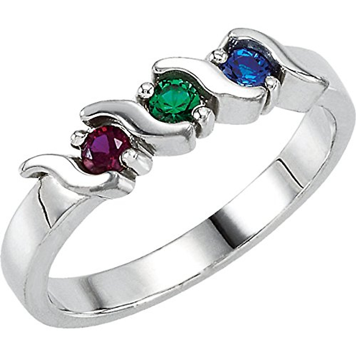 GNGJewel Family Mothers Ring 2 to 5 Birthstones 10k White,Yellow or Rose Gold FREE ENGRAVING