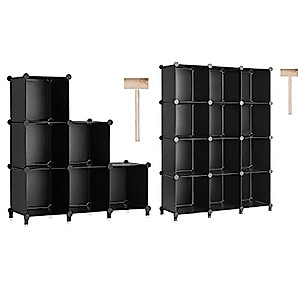 Puroma Cube Storage Organizer 6-Cube Closet Storage Shelves Cube Storage Organizer 12-Cube Closet Storage Shelves with Wooden Mallet