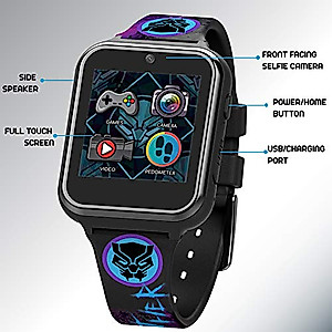 Accutime Kids Marvel Black Panther Black Educational ,Touchscreen Smart Watch Toy for Boys, Girls, Toddlers - Selfie Cam, Learning Games, Alarm, Calculator, Pedometer (Model: AVG4608AZ)