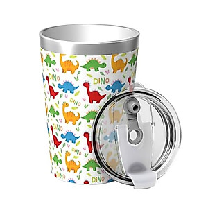 Colorful Cute Dinosaur Animal Lover Gifts - 12 oz Tumbler Stainless Steel Vacuum Insulated with Lid Travel Coffee Mug Tumbler Tea Cup