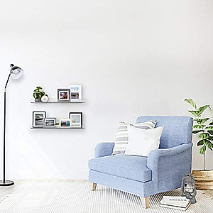 VIVO Dual Acrylic 36 inch Floating Bookshelves for Wall Display, Clear Organizer Shelves for Office, Kids Room, Nursery, and More 2-Pack, MOUNT-SF36C