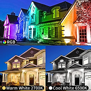 YELUFT LED RGB Flood Lights Outdoor, 500W Equivalent Floodlights with App Control Bluetooth Color Changing Landscape Lights RGBCW IP68 Waterproof Uplights for Garden Wedding Patio Party (2 Pack)