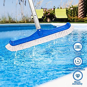 TidyMister Pool Brushes for Cleaning Pool Walls Strong Pool Brush Head for Inground & Above Ground Pools 90 Degrees 17.5'' Pool Scrub Brush for Corners, Curves,Steps,Ladders,Professional Pool Cleaner