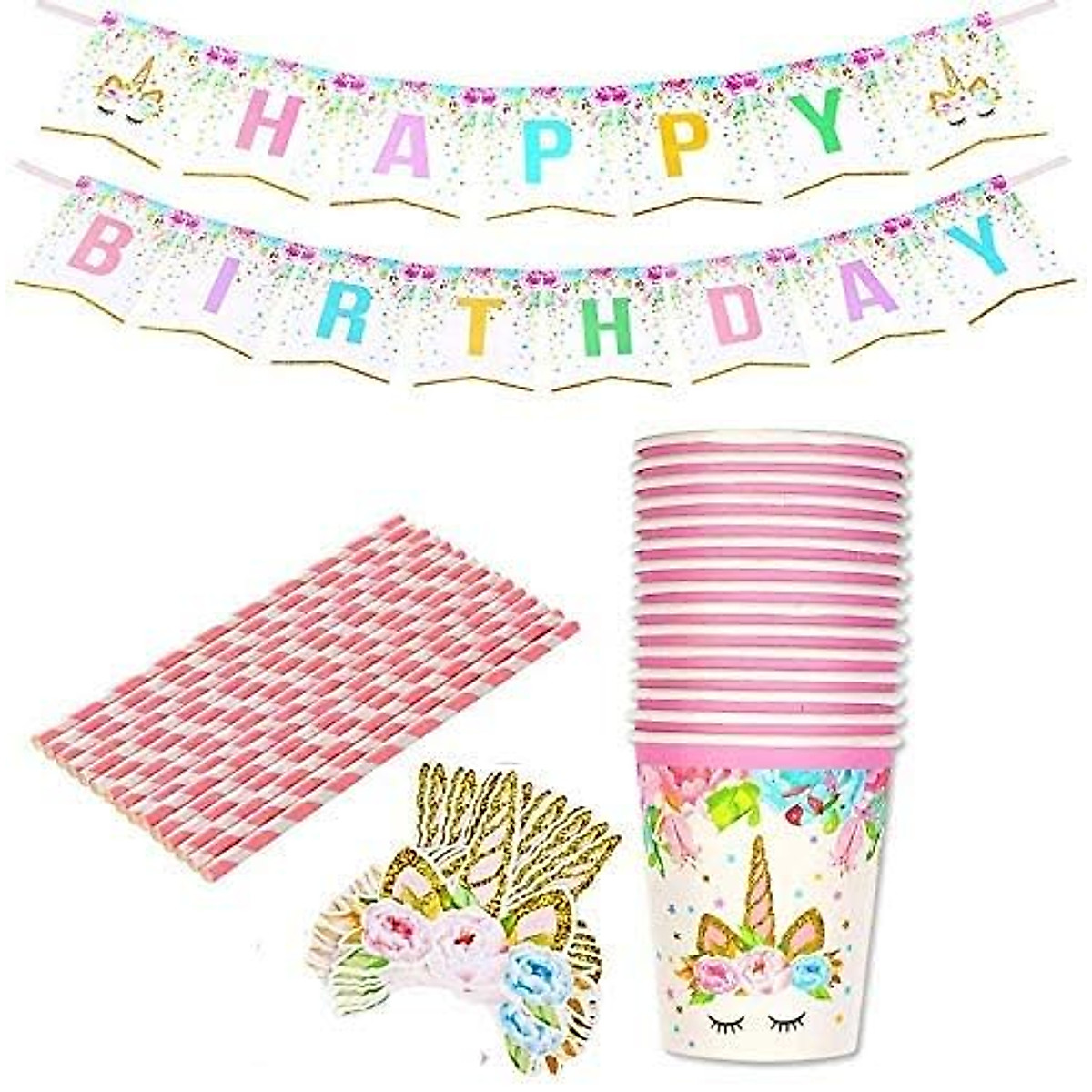 Unicorn Themed Birthday Party Plates Supplies