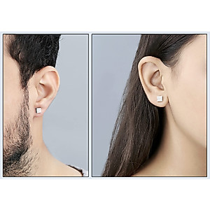 Dazzlingrock Collection Round White Diamond Square Hip Hop Iced Unisex Stud Earrings (0.06 ctw, Color I-J, Clarity I2-I3) in 925 Sterling Silver in Screw Back