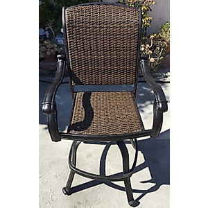 Patio Bar Stool Set of 4 Swivel Outdoor Santa Clara Cast Aluminum Furniture Dark Bronze