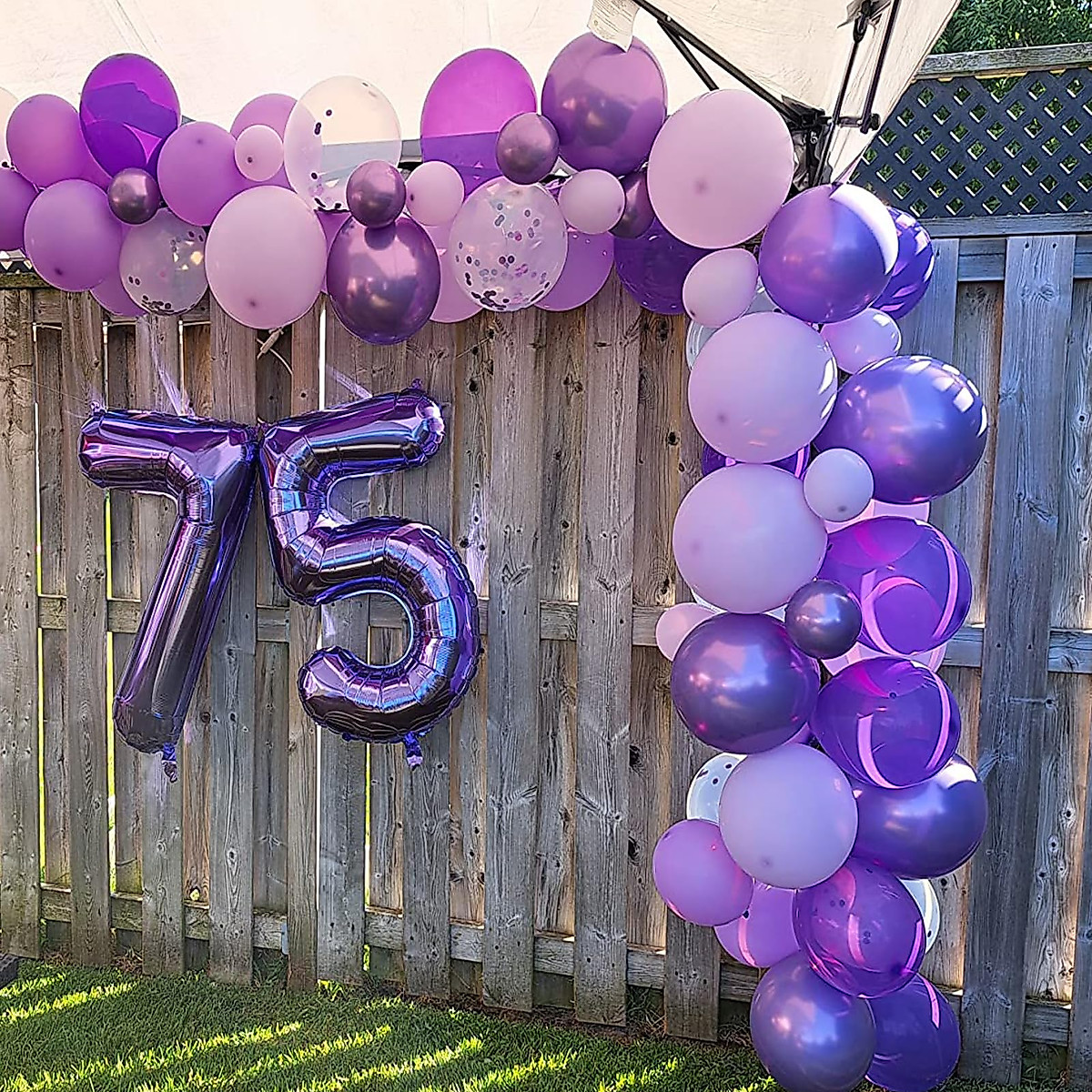 Purple Balloons Purple Confetti Balloon Set, 60Pcs 12Inch Metallic Chrome Purple Balloons Lavender Lilac Balloons Dark Purple Latex Balloons for Birthday Wedding Baby Shower Party Decoration