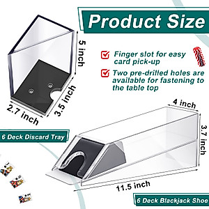 Deekin 6 Deck Blackjack Shoe with Discard Tray Clear Acrylic Card Dispenser for Playing Cards Playing Card Blackjack Dealing Shoe Dispenser Discard Holder Trays for Blackjack Games (2 Pieces)