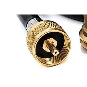 Camco 59103 Propane Brass Tee with 3 Port and 12' Hose,black and gold