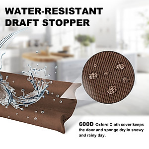 WEXHUG Waterproof Twin Door Draft Stopper Adjustable Size 30" to 36" Weather Stripping Noise Blocker Window Breeze Blocker (Coffee)