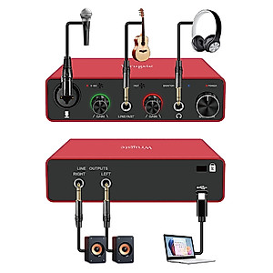 Wrugste USB Audio Interface Solo(24Bit/192kHz)+48V Phantom Power for Computer Recording Podcasting and Streaming Plug and Play for Content Creators Musicians Upgraded Version XLR Audio Interface