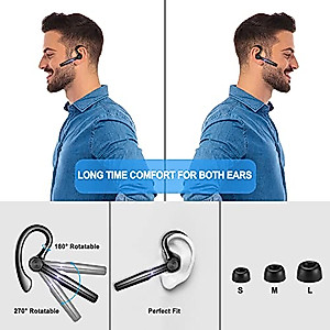 Bluetooth Headset with Microphone,48Hrs V5.3 Handsfree Wireless Headset Bluetooth Earpiece for Cell Phone/Business/Office/Driving/Trucker Driver,Bluetooth Headphones Earbuds for iPhone Android Samsung