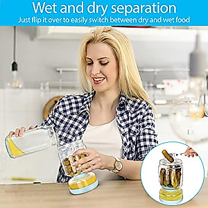 Homnoble Pickle and Olive Hourglass Jar with Strainer Flip for Pickle Juice Separator from Wet and Dry, Food-grade ABS Lid and BPA Free Hourglass Pickle Jar for Airtight Food Storage