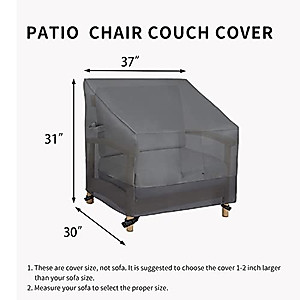 Easy-Going Outdoor Chair Cover Waterproof, Heavy Duty Patio Chair Cover, Windproof Outdoor Furniture Cover with Air Vent (2 Pack-37Wx30Dx31H inch, Gray/Dark Gray)