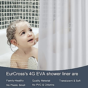 EurCross Frosted PEVA Plastic Shower Curtain Liner 74 inch Long Length,Waterproof Opaque Shower Liner with 5 Bottom Magnets No Smells with Rustproof Grommets